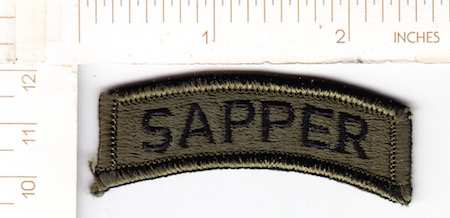 Army Sapper tab obsolete subdued me ns $3.50